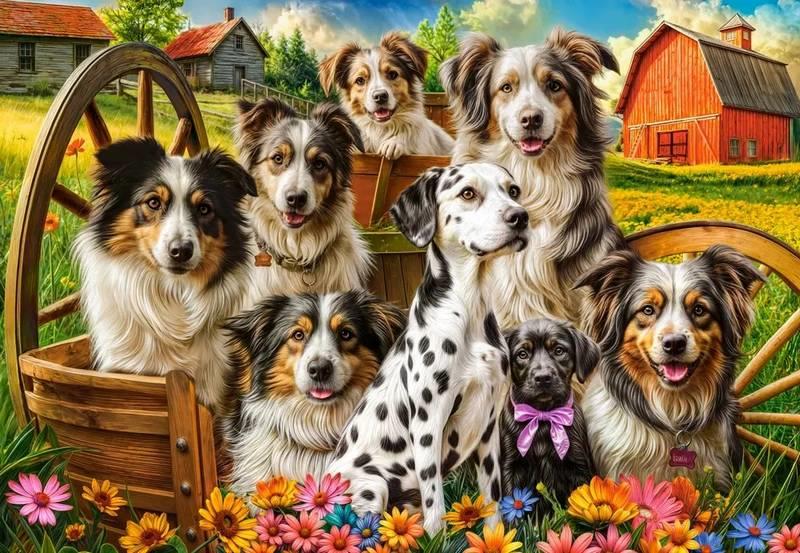 Castorland - Happy Dogs In The Countryside - 1000 Piece Jigsaw Puzzle ...